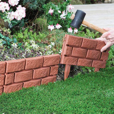 Brick Effect Garden Edging (Pack of 4) - Terracotta