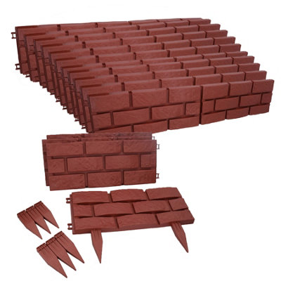 Brick Effect Garden Lawn Edging Border Bordering Separator ABS Plastic ...