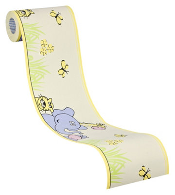 BRICOFLOR Animal Comic Elephant Giraffe Kids Wallpaper Border Self ...
