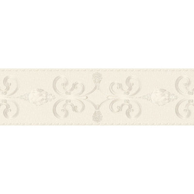 BRICOFLOR Cream Embossed Wallpaper Border for Living Room Neutral ...