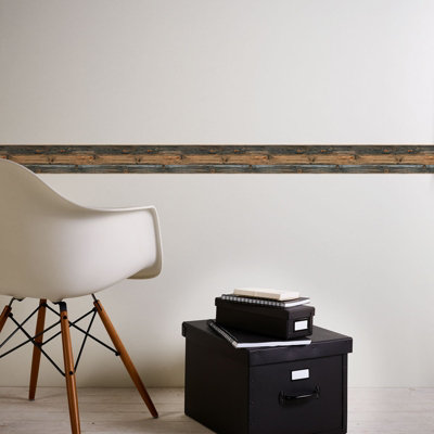 BRICOFLOR Horizontal Stripe Rustic Wood Look Wallpaper Border Vintage ...