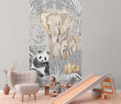 BRICOFLOR Non-woven wallpaper, funky wallpaper, animal in beige, grey ...