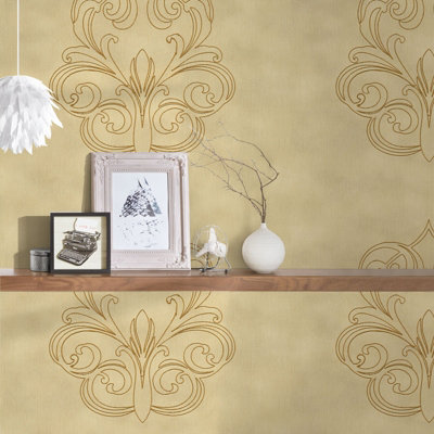 BRICOFLOR Non-woven wallpaper, pattern wallpaper, damask, art déco in ...