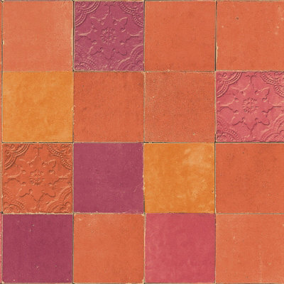 BRICOFLOR Patterned Design Stone Effect Wallpaper In Orange, Red Non ...