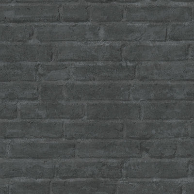 BRICOFLOR Slate Grey Brick Wall Wallpaper Dark Grey Brick Effect ...