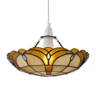 Bridgeton - Tiffany Coloured Glass Uplighter Easy Fit Pendant Shade