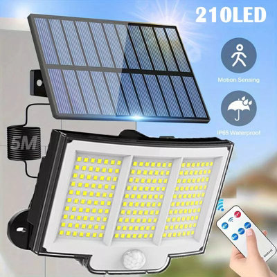 Bright 210 LED Solar Powered Outdoor Security Light with Motion Sensor ...