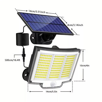Bright 210 LED Solar Powered Outdoor Security Light with Motion Sensor ...