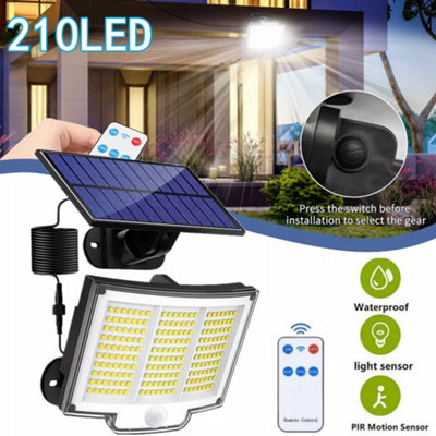 Bright 210 LED Solar Powered Outdoor Security Light with Motion Sensor ...