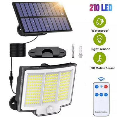 Bright 210 LED Solar Powered Outdoor Security Light with Motion Sensor ...