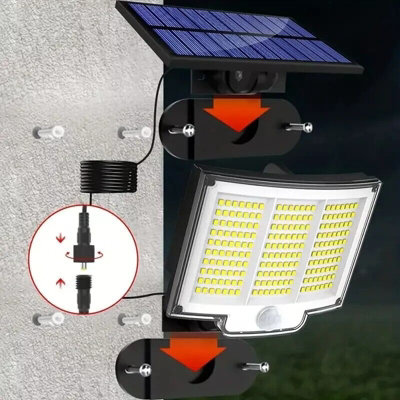 Bright 210 LED Solar Powered Outdoor Security Light with Motion Sensor ...