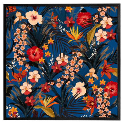 Bright red & orange tropical flowers & plants (Picutre Frame) / 30x30 ...