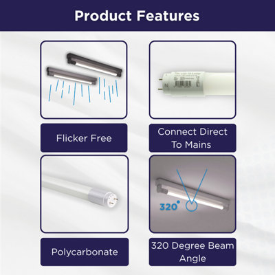 Bright Source 4ft 18w T8 LED Mains Operated Tube - 6000k Daylight