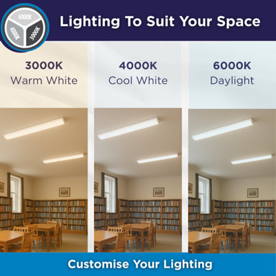 Bright Source 4ft 38w Twin LED Education Batten Fitting - CCT - Emergency