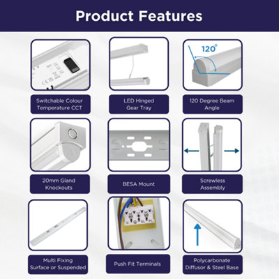 Bright Source 4ft Twin 38w LED CCT Batten