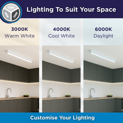 Bright Source 5ft 32w Single LED Batten Fitting - CCT - Emergency & PIR ...