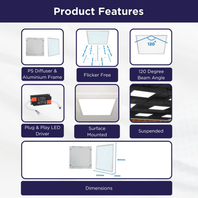 Bright Source 600x600 LED Panel 40w 3000k - Warm white
