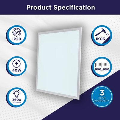 BRIGHT SOURCE 600X600 LED PANEL 40W 6000K - DAYLIGHT