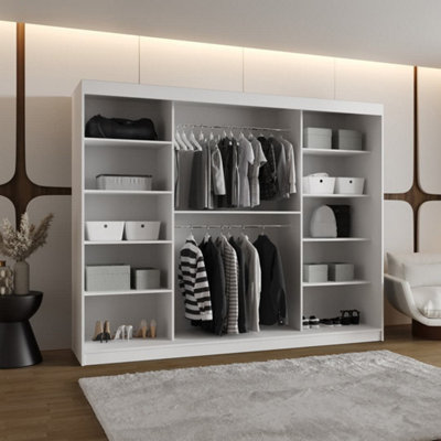 Bright White Ultra Sliding Door Wardrobe 2500mm x 2000mm x 620mm ...