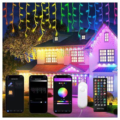 Bright Zeal 2 PCS RGB Smart Icicle Christmas Lights,32.8x2 FT 299x2 LED ...