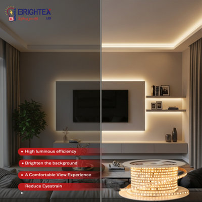 BRIGHTEX 20M SMD LED STRIP LIGHT WARM WHITE 220V FLEXIBLE SUPER BRIGHT ...