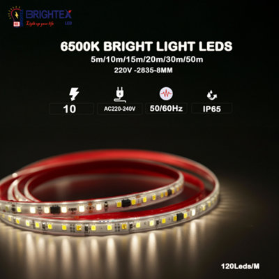 Brightex 30m SMD LED Strip Light Warm White 220V Flexible Super Bright ...