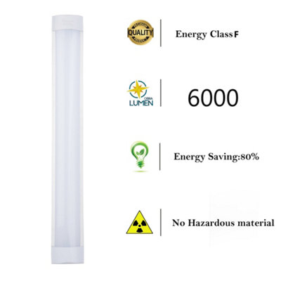 Brightex 60W 5Ft 6000 Lumen LED Batten Tube Light, Non-Flickering Cool ...