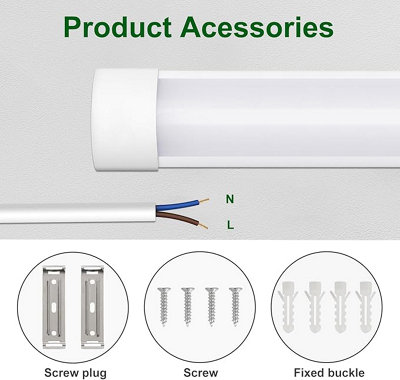 Brightex 60W 5Ft 6000 Lumen LED Batten Tube Light, Non-Flickering Cool ...