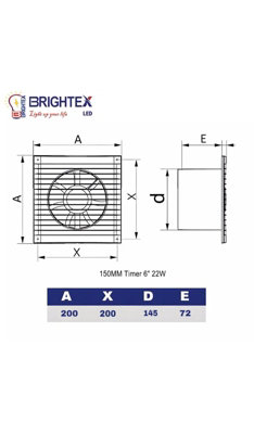 Brightex, Extractor Fan 150mm Timer Bathroom Shower Toilet Wall Fan ...