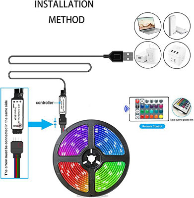 Brightex, LED Strip Lights RGB 20m Colour Changing with Remote & USB ...