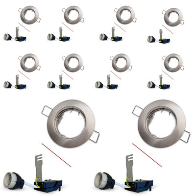 Brightex, Pack of 10 Shinny chrome Downlight GU10 Holder Spotlights ...