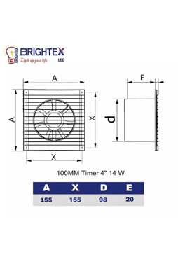 Brightex, Silent Extractor Fan Bathroom 15W 4" inch 100MM With Timer ...