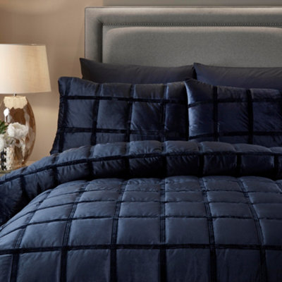 Brighton Square Soft Velvet Box Stitched Duvet Cover Set