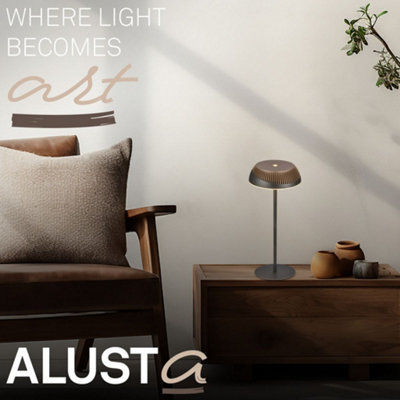 Briloner Alusta Black Bronze Table Lamp LED Rechargeable Light Dimmable ...