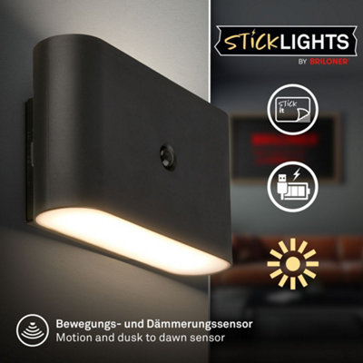 Briloner Cordless Wall Light Rechargeable Lamp Up & Down Motion Sensor ...