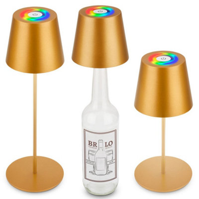 Briloner Gold Table Lamp LED 3-in-1 Rechargeable RGB Colour Changing ...