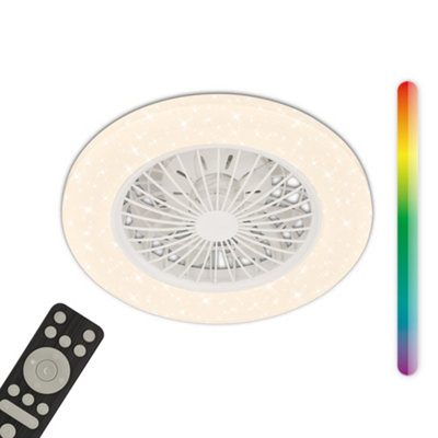 BRILONER WHITE CEILING FAN WITH LED LIGHT RGB STAR COVER ADJUSTABLE ...