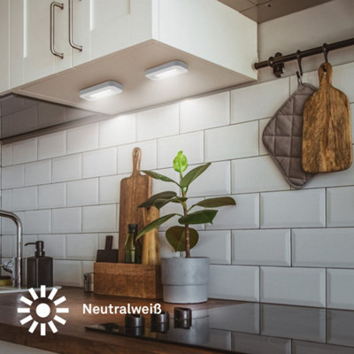 Briloner White LED Under Cabinet Kitchen Lights Spots Rechargeable ...