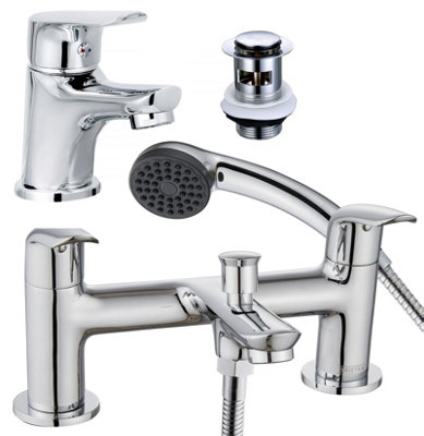 Bristan Aster Chrome Basin Mixer Lever Action Tap + Waste + Bath Shower ...