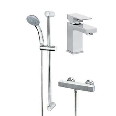 Bristan Cascade Edge Square Chrome Thermostatic Bar Shower Mixer ...
