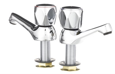 BRISTAN CLUB PILLAR TAPS UTILITY BASIN TAPS CHROME PLATED WITH METAL HEADS