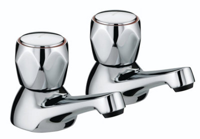 Bristan Club Utility Bath Taps Chrome Plated with Metal Heads Pair Taps ...