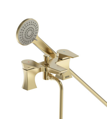Bristan Hourglass Deck Mounted Bath Shower Mixer Tap Hose Head Brushed ...
