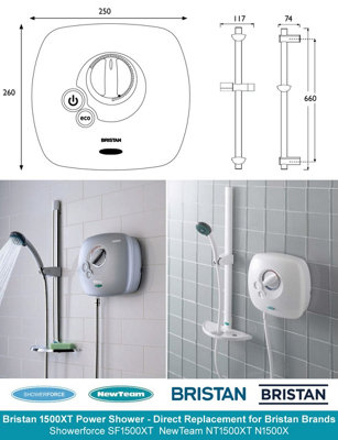 Bristan Hydropower 1500XT Thermostatic Power Shower Showerforce New ...
