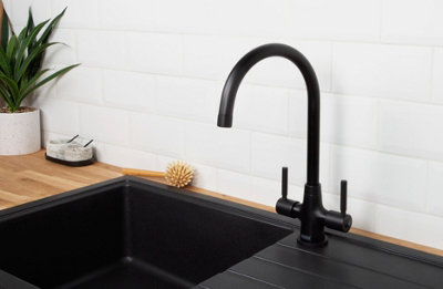 Bristan Monza Easyfit Sink Mixer Black Taps Kitchen Tap Deck Mount