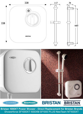 Bristan Newteam Hydropower 1000XT Thermostatic White Chrome Power ...