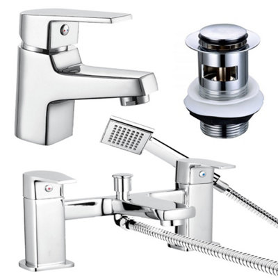 Bristan Niva Square Chrome Basin Mixer Lever Action Tap Waste Bath ...