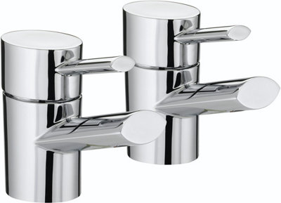 Bristan Oval Bath Taps Chrome Round Modern Design Tap 1 Pair Deck Mounted