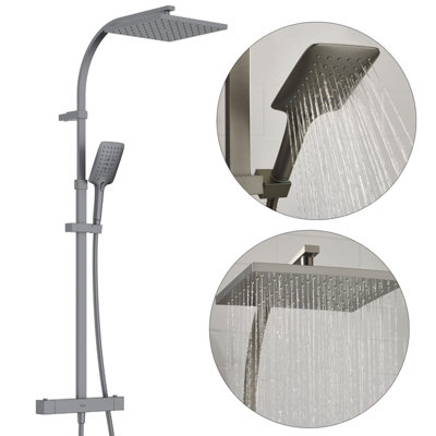 Bristan Quadrato Safe Touch Bar Shower Mixer Gun Metal Grey Diverter Square