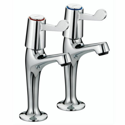 Bristan Value High Neck Pillar Kitchen Sink Mixer Taps Hot and Cold Chrome